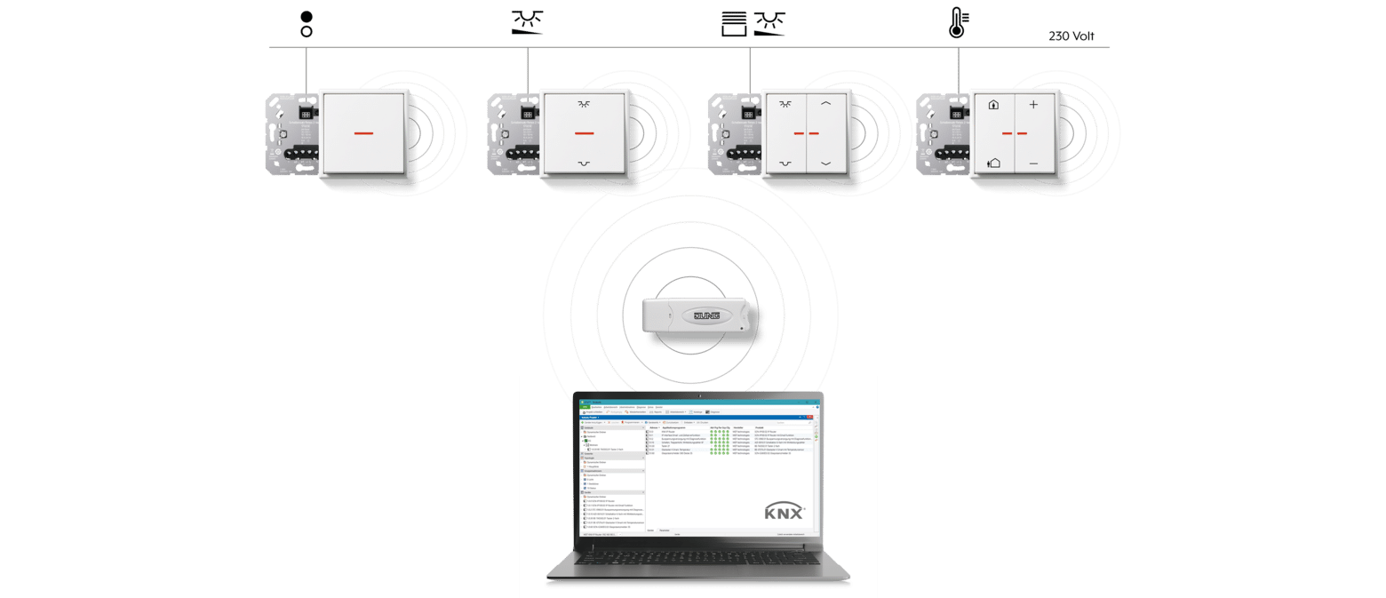KNX RF push-buttons – combination of the electrical installation with KNX