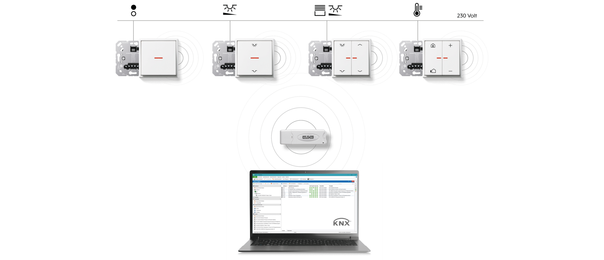 KNX RF push-buttons – combination of the electrical installation with KNX