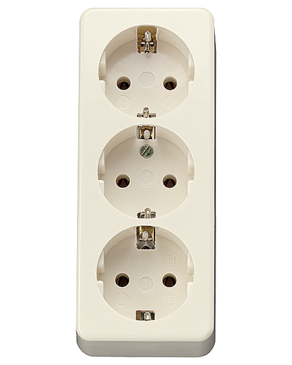 3-gang SCHUKO® socket, without strain relief, without claws ...