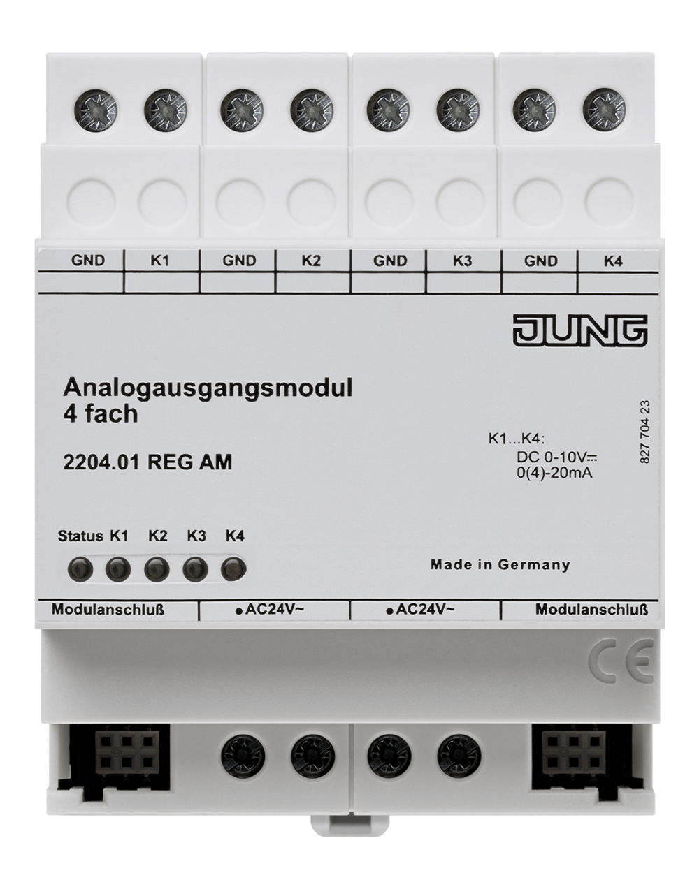 Analogue actuator module, 4-gang, rail mounting device, 4 rail units ...
