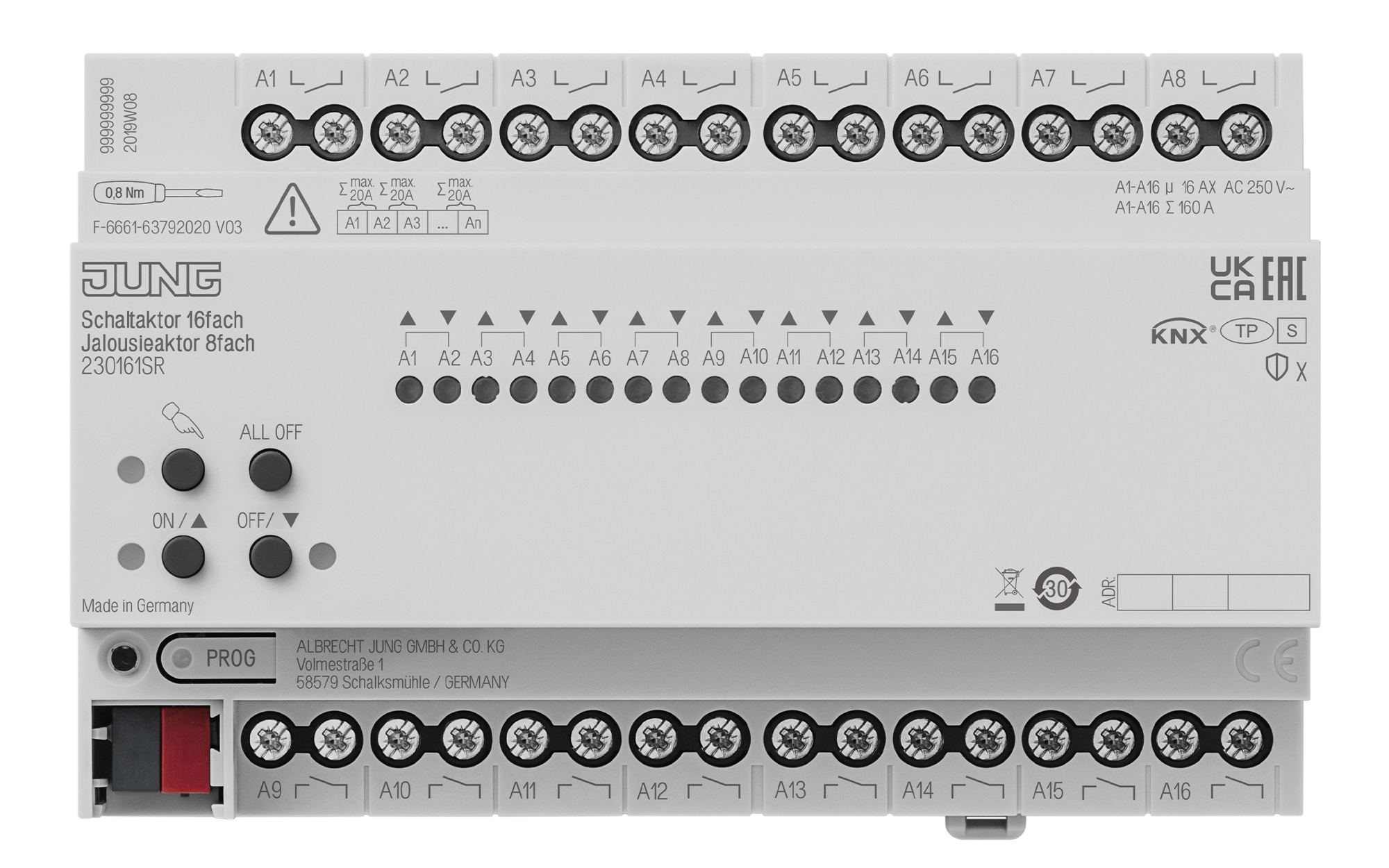 KNX actionneur TOR 16 voies, KNX actionneur store 8 voies, 16 A / 140 ...