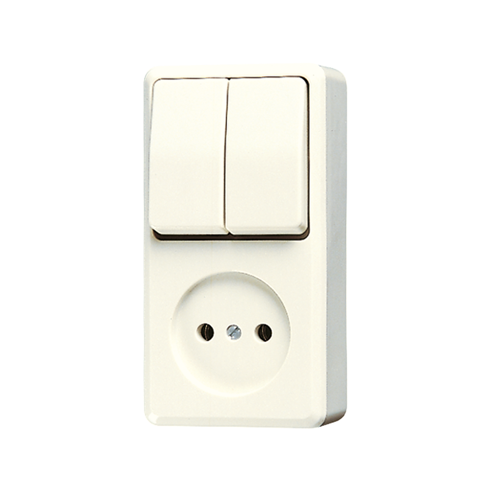 Socket, 2-pole without earth 16 A / 250 V ~ with 2-gang switch 10 AX ...