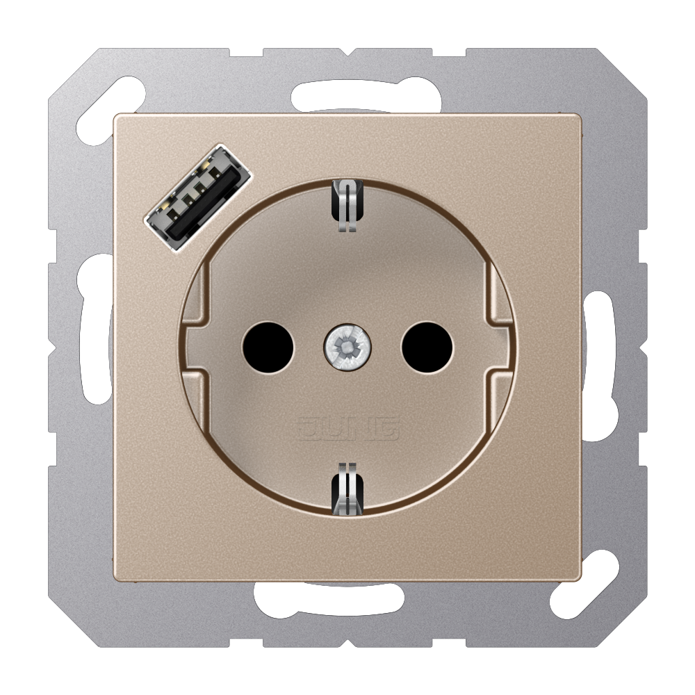 SCHUKO®-Steckdose mit USB-Ladegerät, Safety+, Thermoplast lackiert ...