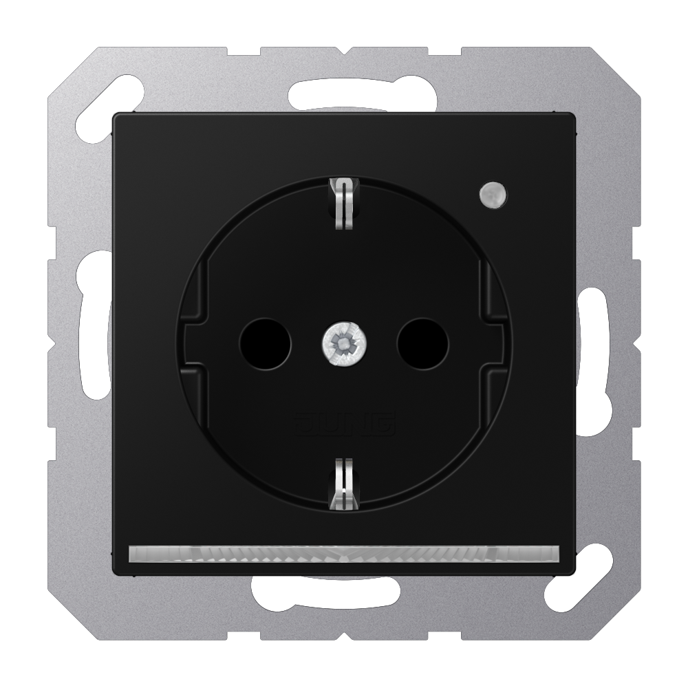 SCHUKO® socket with LED floor pilot light, Safety+, matt graphite black ...