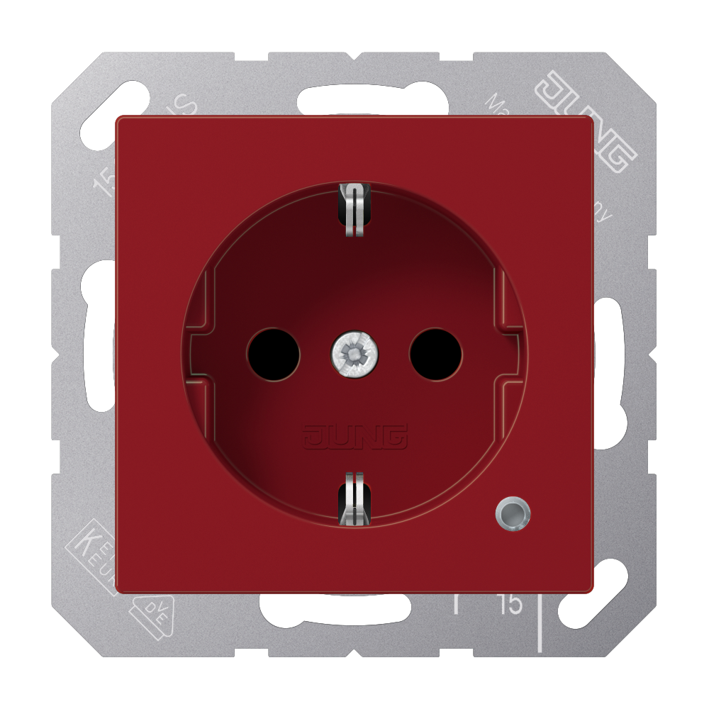 SCHUKO® socket, Safety Plus, thermoplastic, red | A 1520 BFKO RT