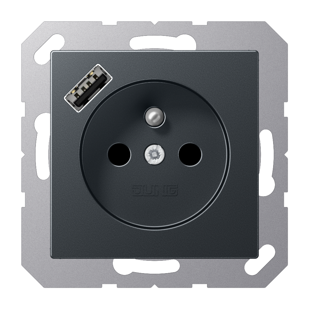 Socket, French/Belgian system with USB charger (JUNG Quick Charge ...