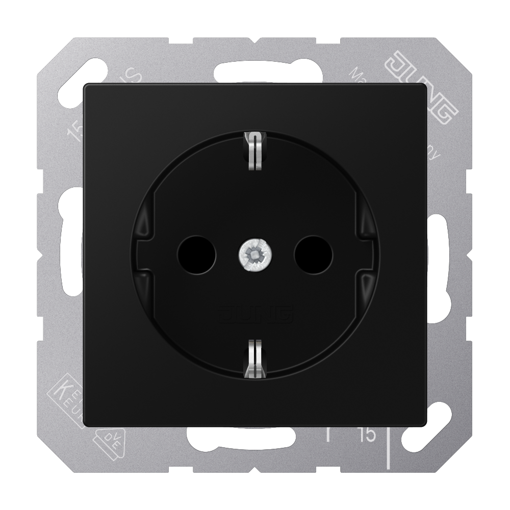 SCHUKO® socket, screw terminals, thermoplastic lacquered, matt graphite ...