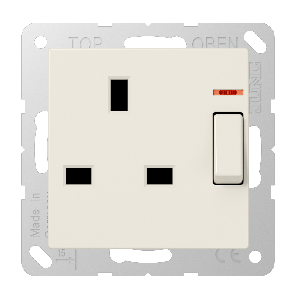 Switched socket with indicator light, British Standard, ivory | A 3171 KO