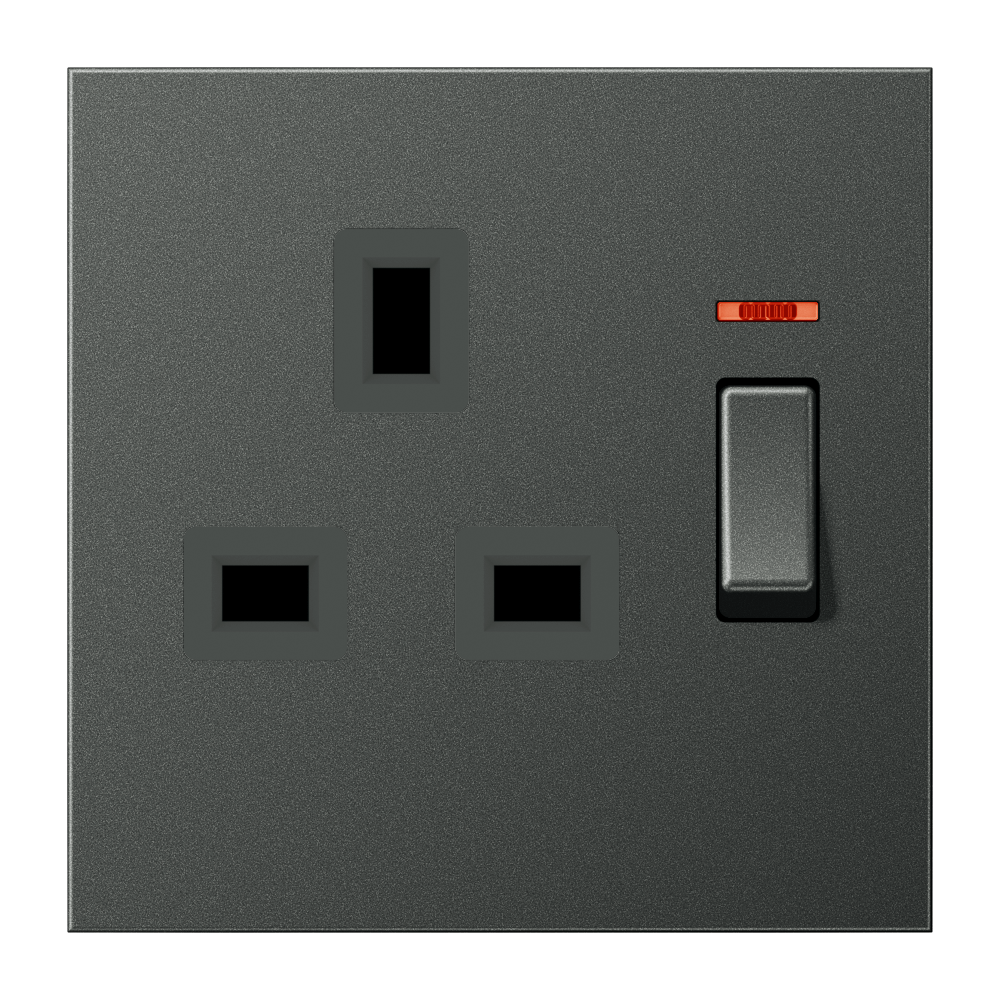 Switched socket with indicator light, British Standard, anthracite | AL ...