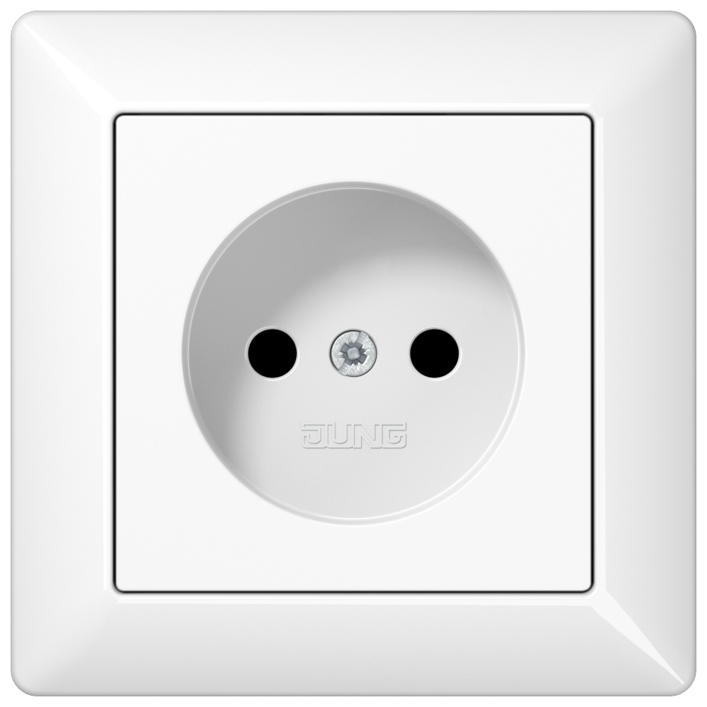 Socket without earth with integrated frame, duroplastic, white | AS 1510 NKI WW
