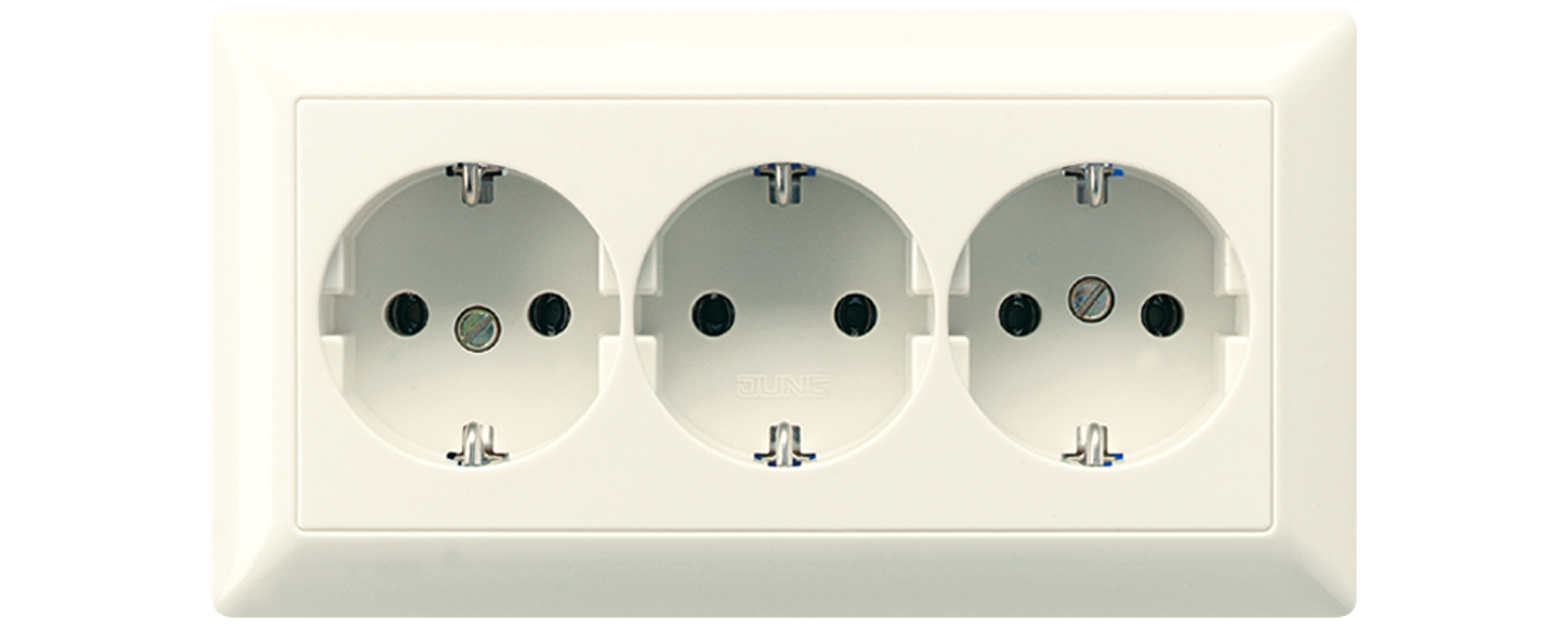 3-gang SCHUKO® socket for cable ducts, thermoplastic, ivory | AS 523 BF