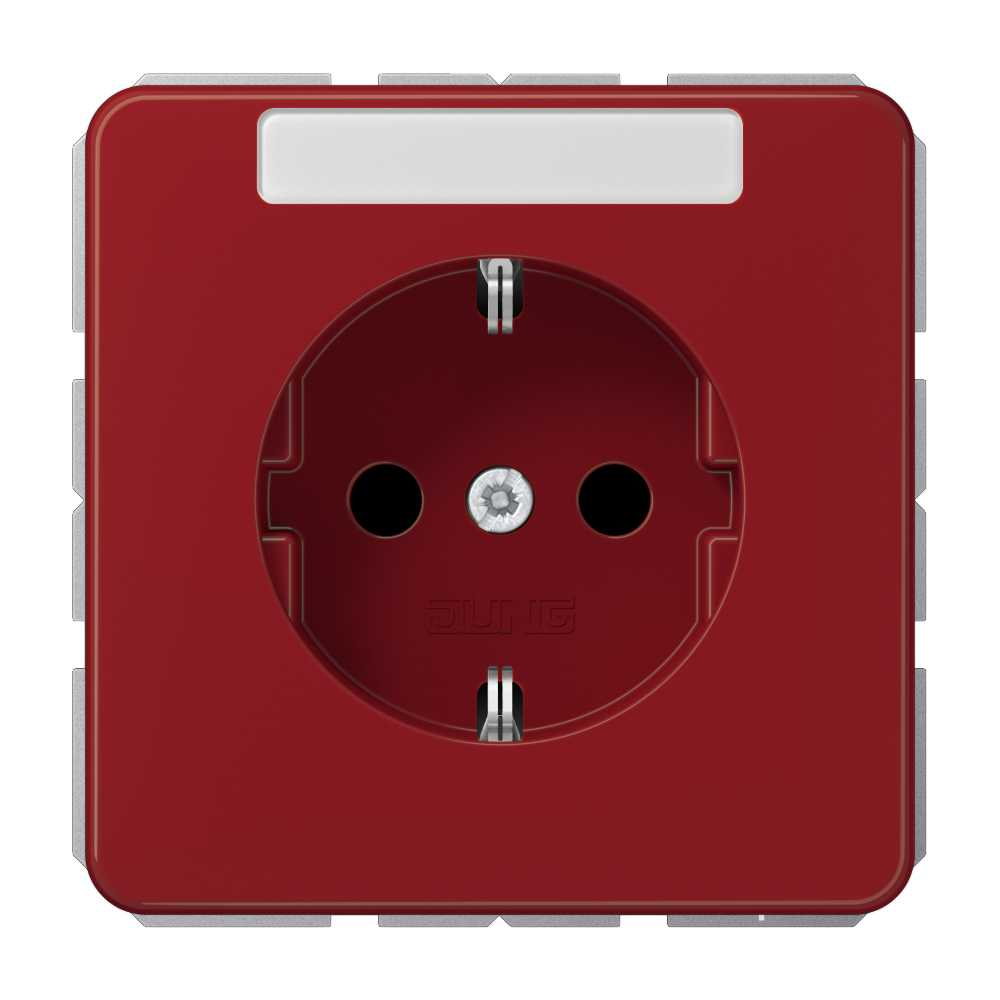 SCHUKO® socket, Safety+, with inscription field, red | CD 1520 BFKINA RT