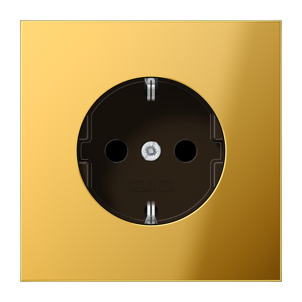 SCHUKO® socket, Metal, gold-coloured PVD-coated, gold-coloured | GO 1520