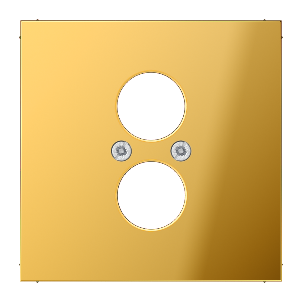 Centre plate for 2 circular electrical connectors up to 18.5 mm Ø, gold ...