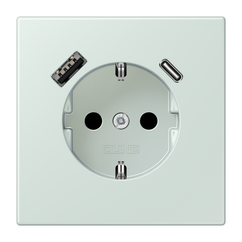 SCHUKO® socket with USB charger, Safety+, thermoplastic lacquered ...