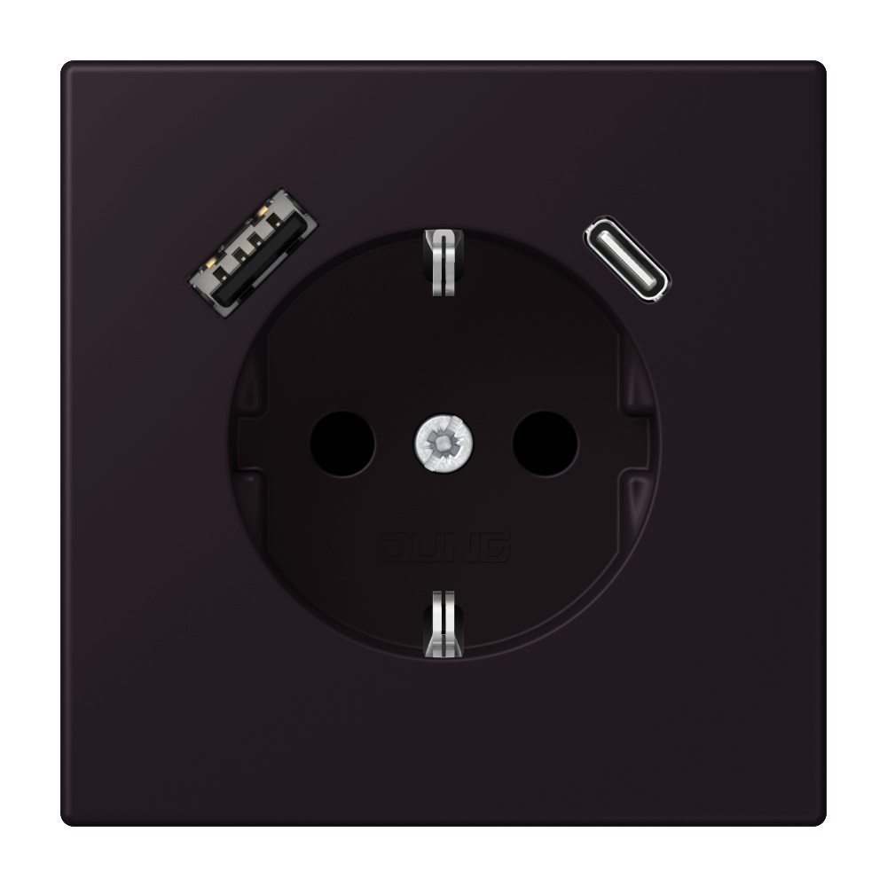 SCHUKO® socket with USB charger, Safety Plus, thermoplastic lacquered ...
