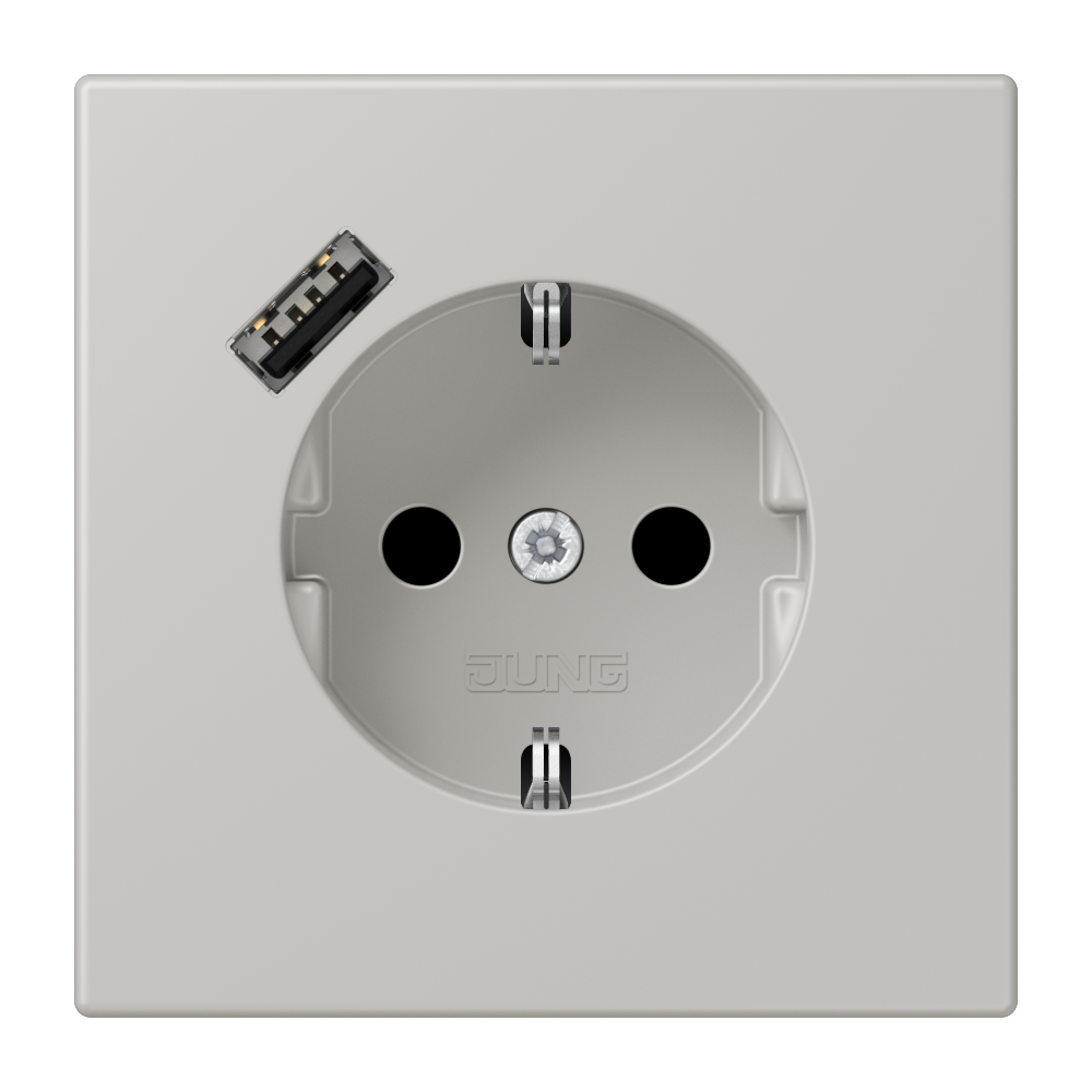 SCHUKO® socket with USB charger, Safety+, thermoplastic lacquered, gris ...