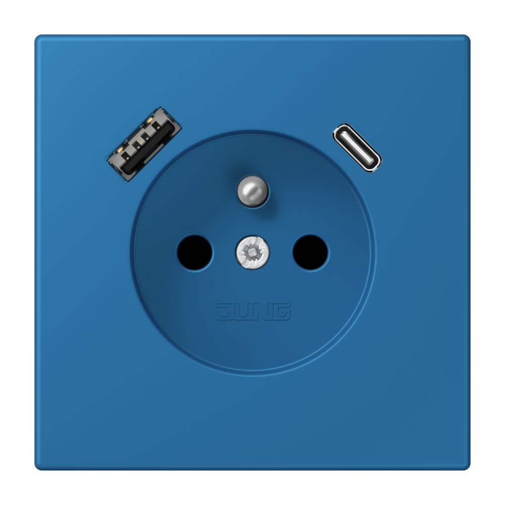 Socket, French/Belgian system with USB charger, Safety+, thermoplastic ...