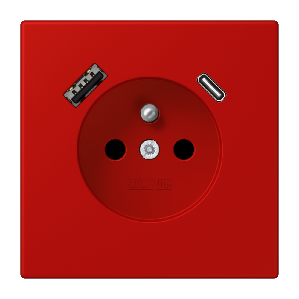 Socket, French/Belgian system with USB charger, Safety+, thermoplastic ...