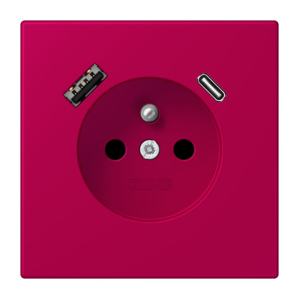 Socket, French/Belgian system with USB charger, Safety+, thermoplastic ...