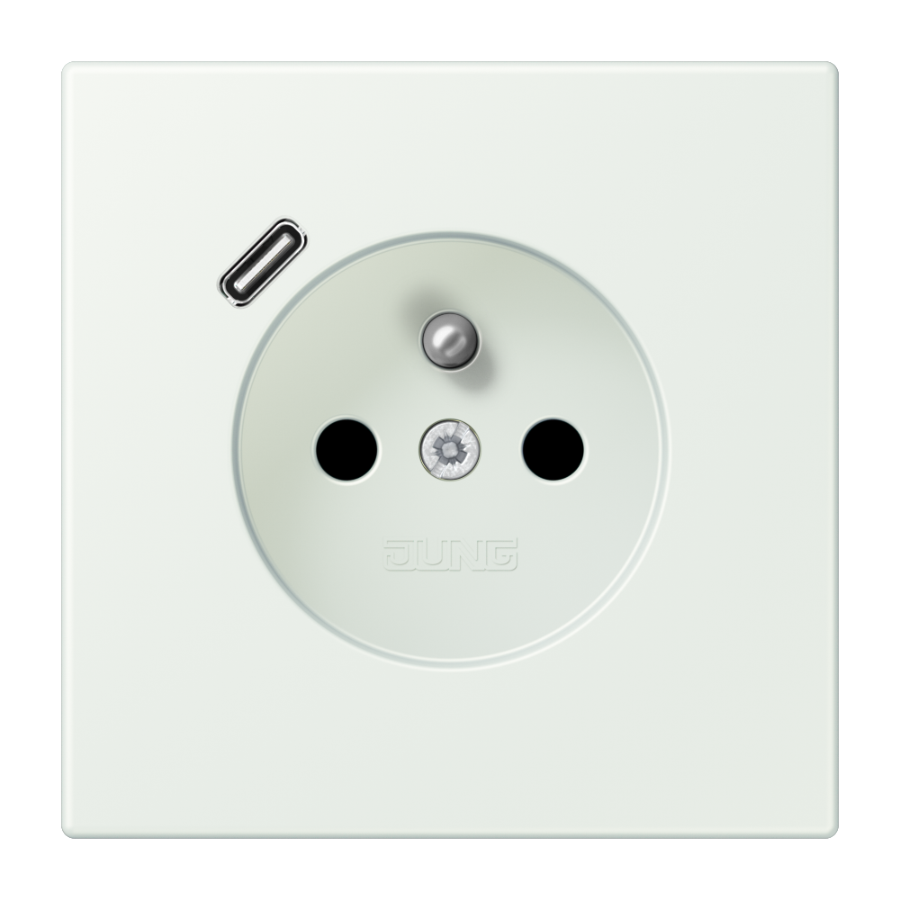 Socket, French/Belgian system with USB charger, Safety+, outremer gris ...