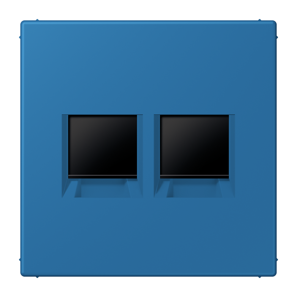 Centre plate (snap-on fixing) for modular jack sockets, 2-gang, UMA-CAT6A, RADIALL, Panduit ...