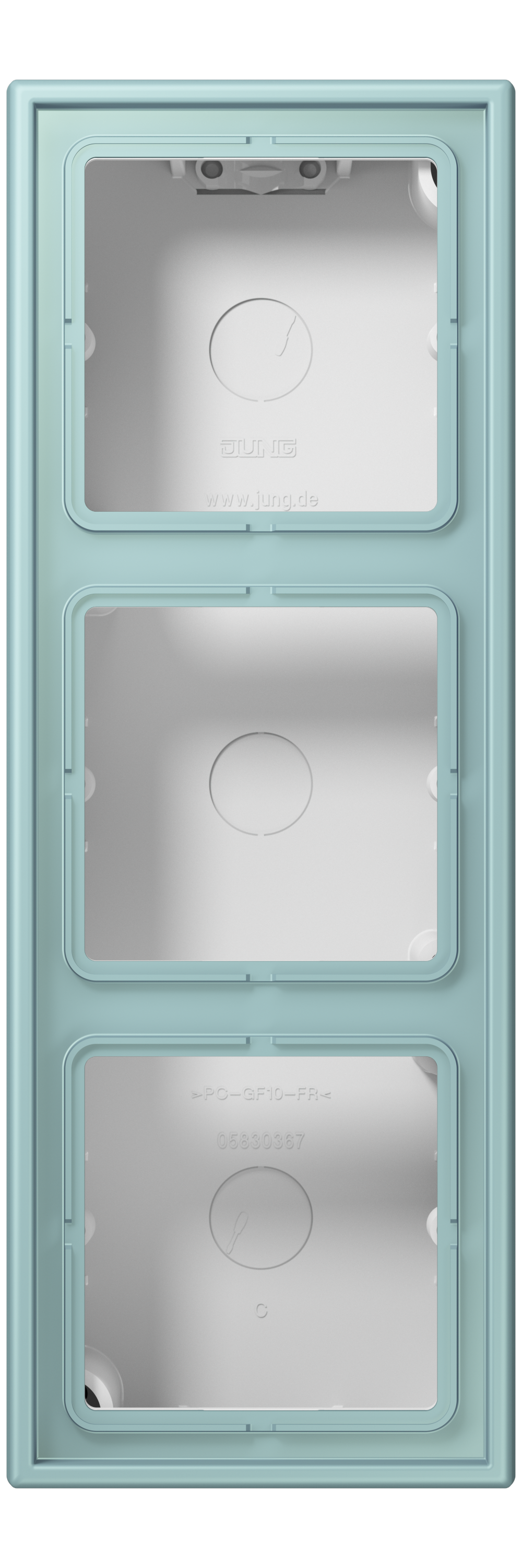 Surface cap 3-gang, LS CUBE, duroplastic lacquered, céruléen clair ...