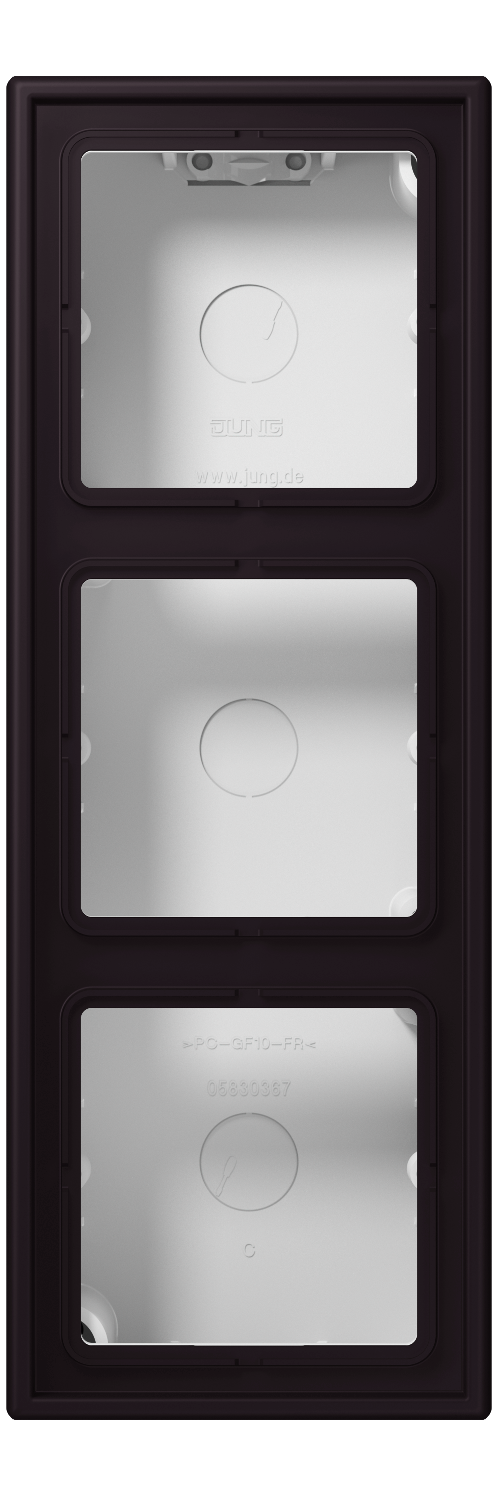 Surface cap 3-gang, LS CUBE, duroplastic lacquered, noir d'ivoire (4320E), vertical and ...