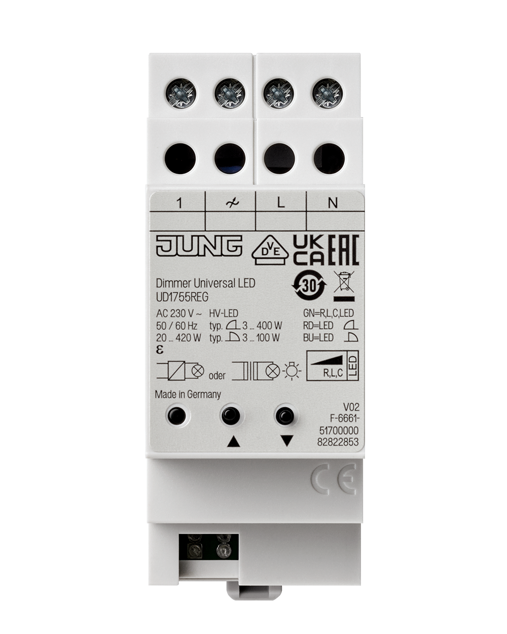 Universal dimmer LED, rail mounting device, 2 rail units | UD 1755 REG