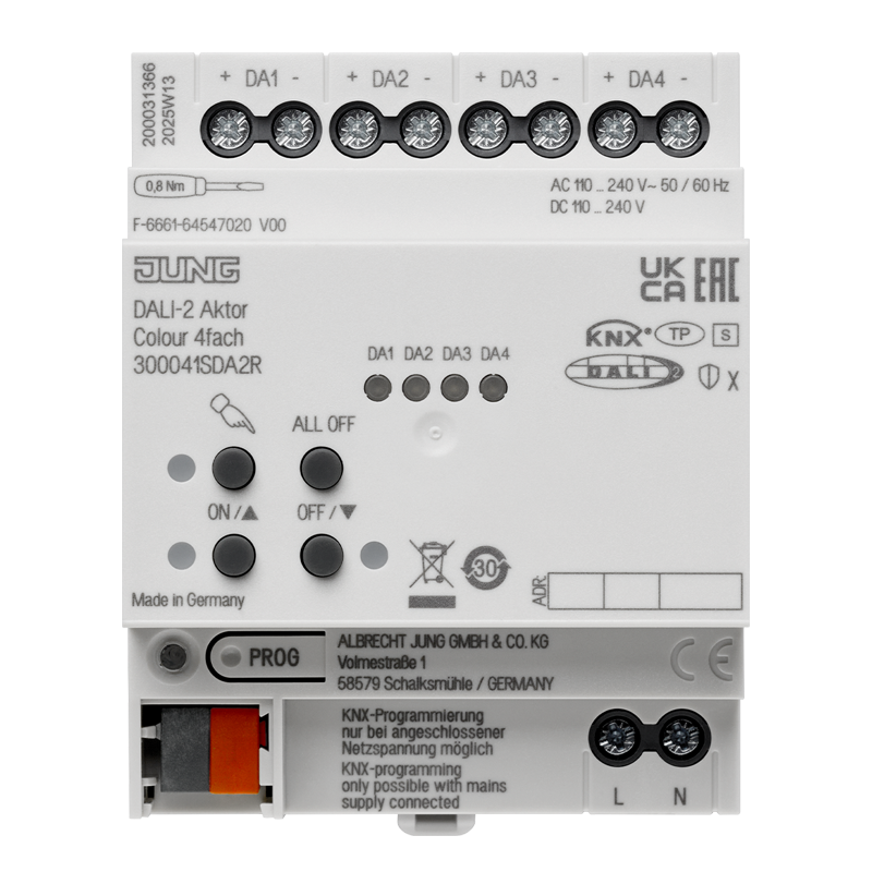 KNX DALI-2 actuator Colour 4-gang, rail mounting device, 4 rail units ...