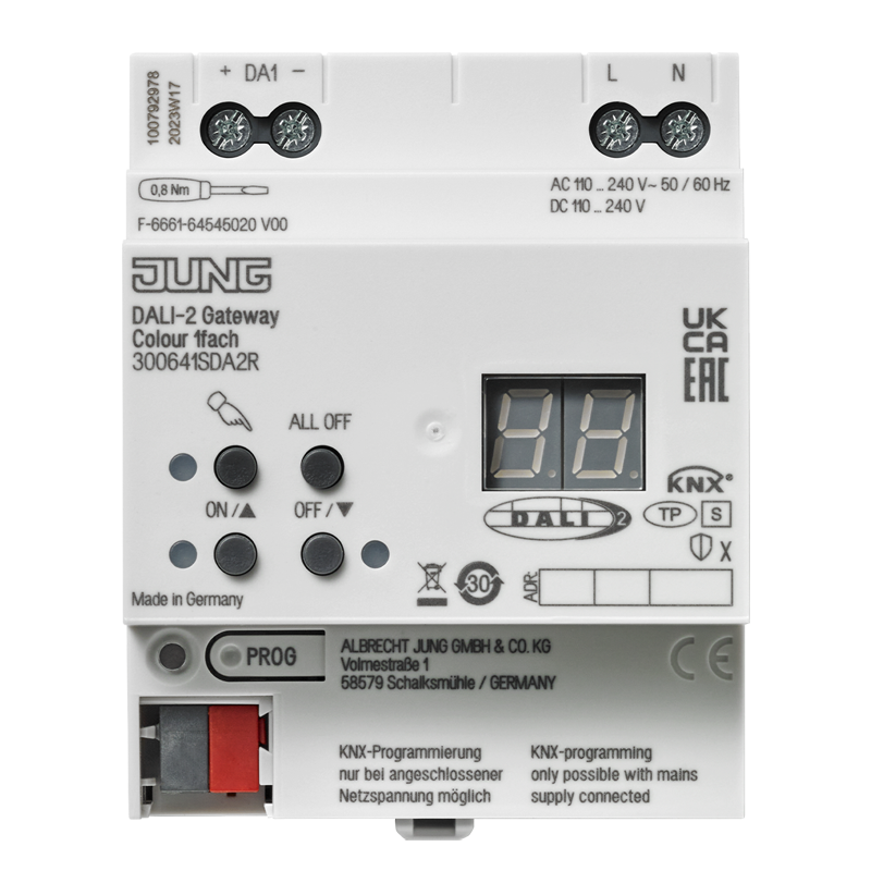 KNX DALI-2 gateway Colour 1-gang, rail mounting device, 4 rail units ...