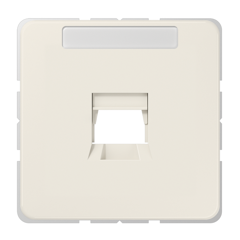 Centre plate (snap-on fixing) for modular jack sockets, 1-gang, with ...