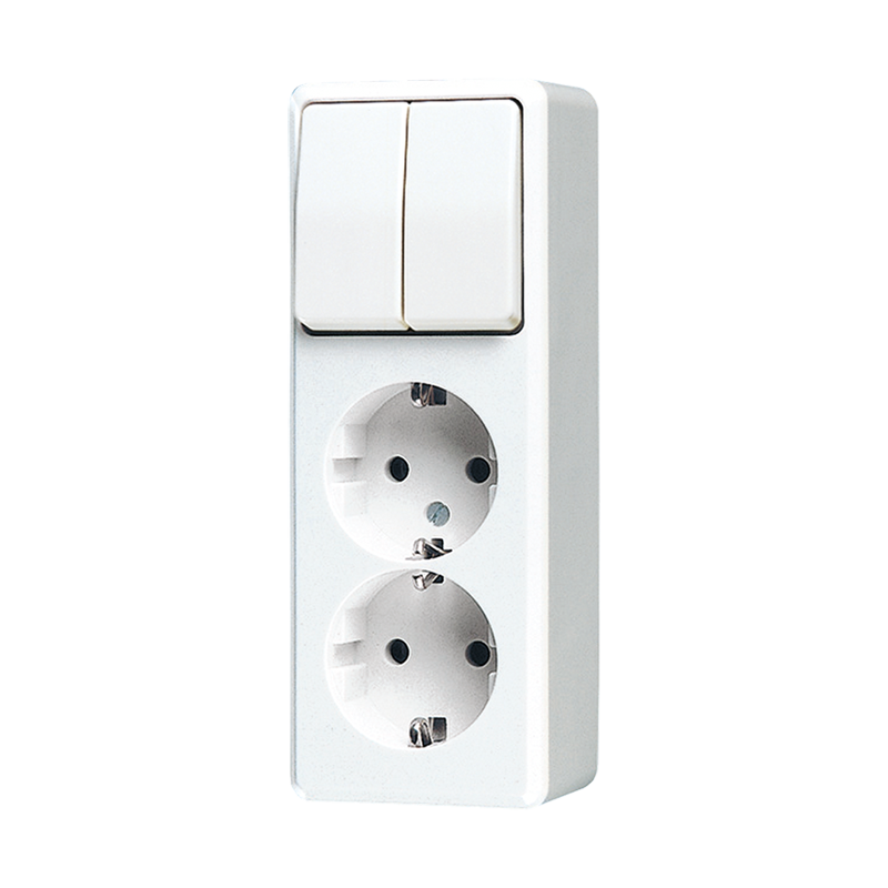 2-gang SCHUKO® socket 16 A / 250 V ~ with 2-gang switch 10 AX / 250 V ...