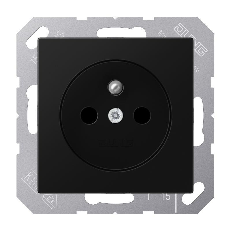 Socket, French/Belgian system, screw terminals, Safety+, matt graphite ...