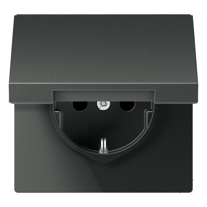 SCHUKO® socket, hinged lid, anthracite | AL 1520 KL AN