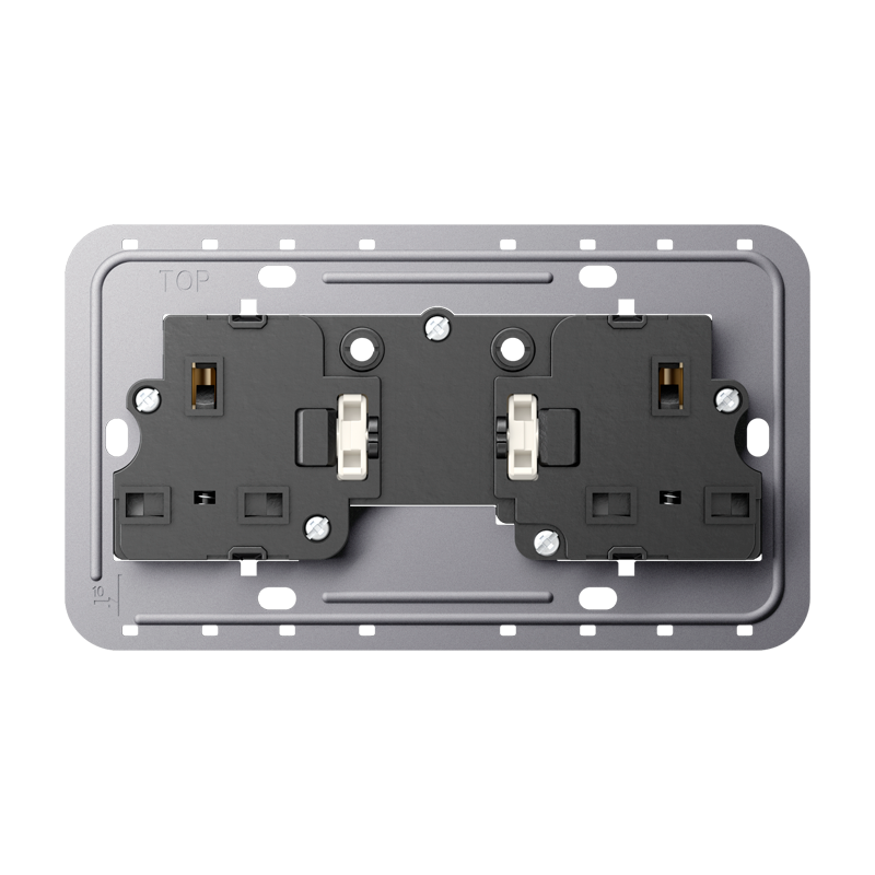 Switched socket insert, 2-gang, British Standard 1363 , for rectangular ...