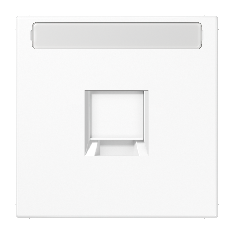 Centre plate (snap-on fixing) for modular jack sockets, 1-gang, with ...