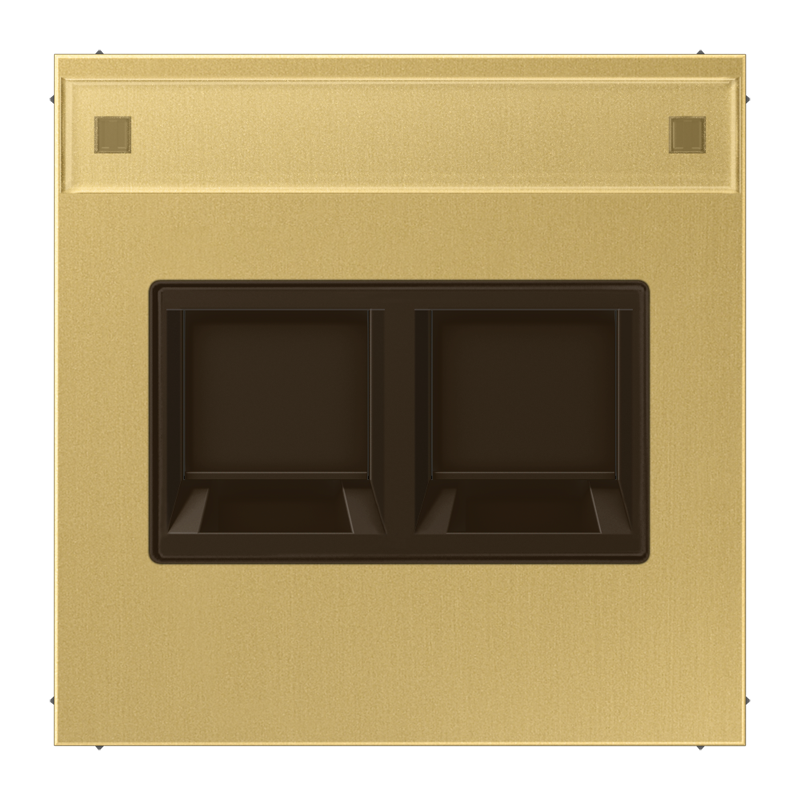 Centre plate (snap-on fixing) for modular jack sockets, 2-gang, with ...