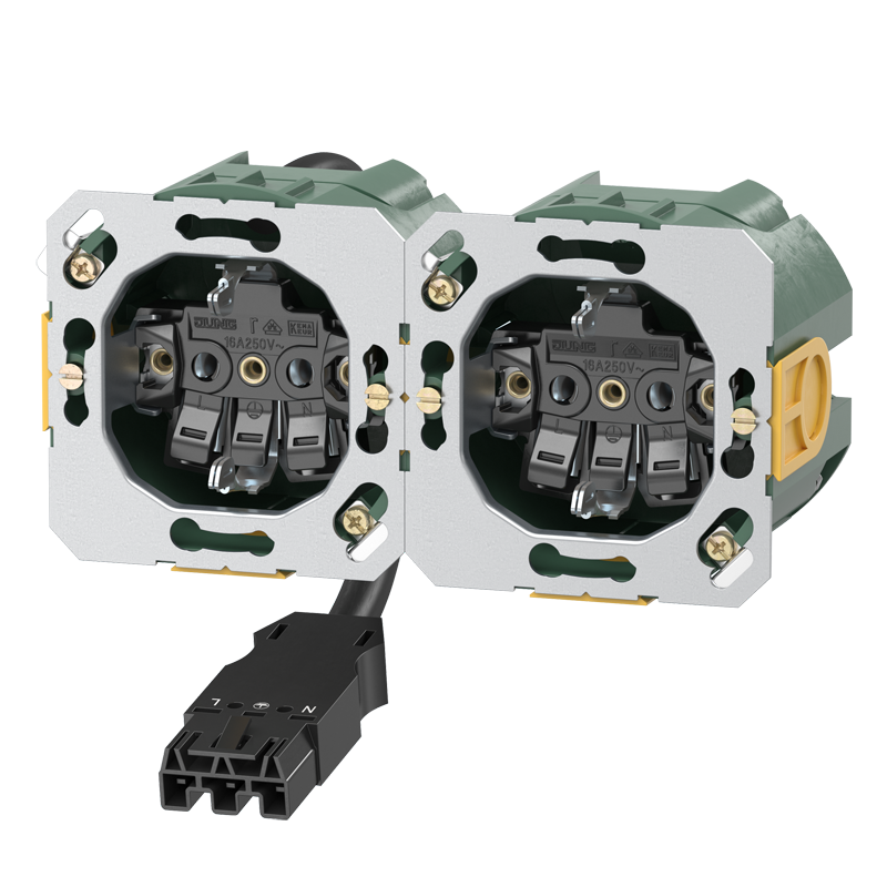 2-gang SCHUKO® socket, Attema Einbaudose, WAGO WINSTA® MIDI Stecker ...