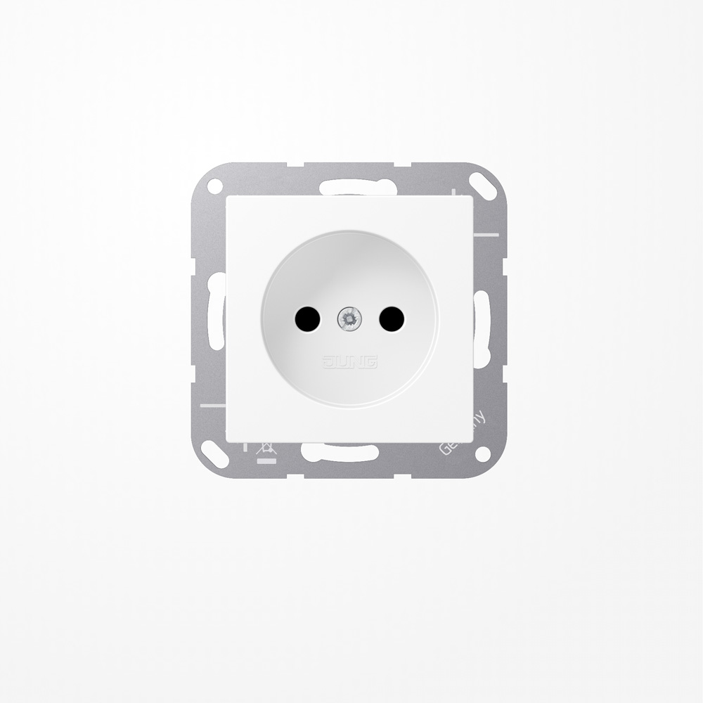 Socket without earth, without claws, matt snow white | A 1510 N WWM