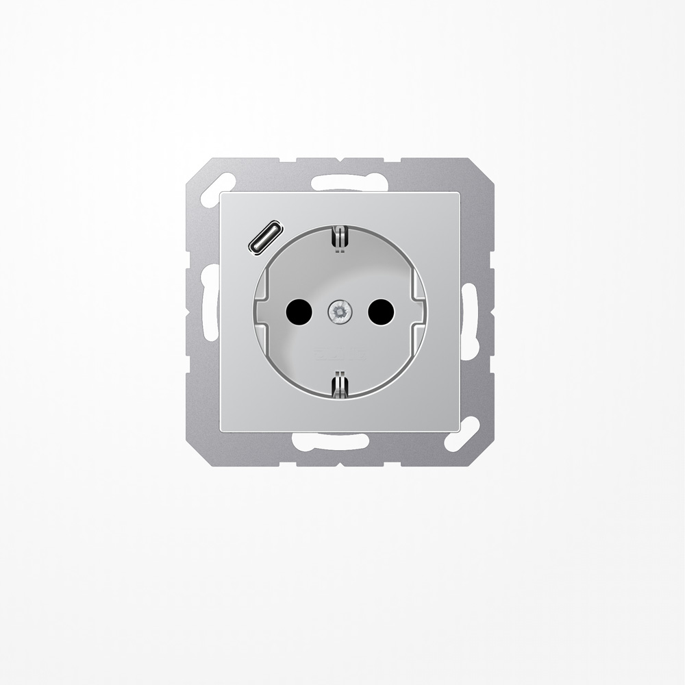 SCHUKO® socket with USB charger, Safety+, white | A 1520-18 C WW