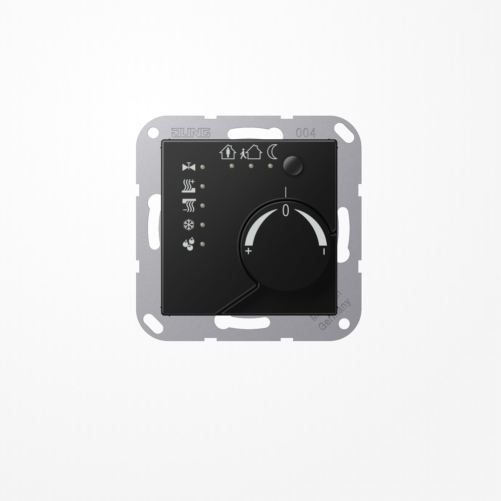 KNX room temperature controller with integrated push-button interface 4-gang, matt graphite ...