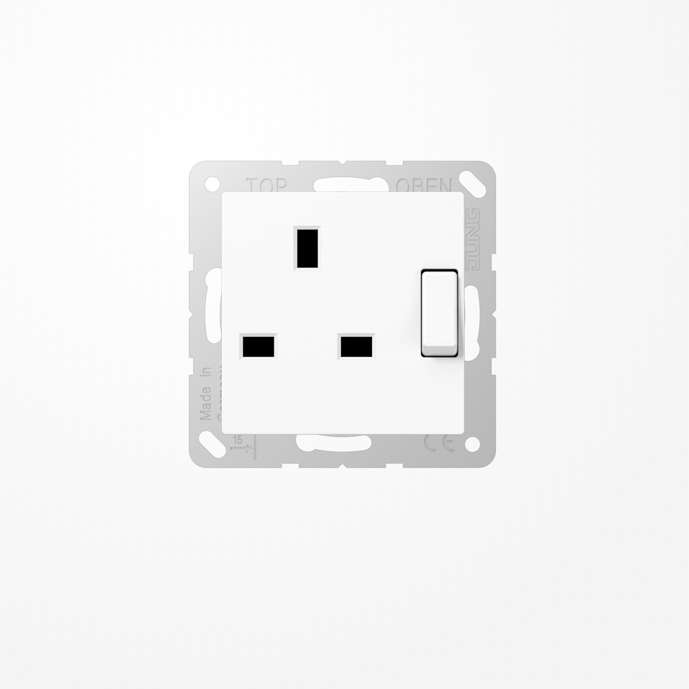 Switched socket, British Standard, white | A 3171 WW