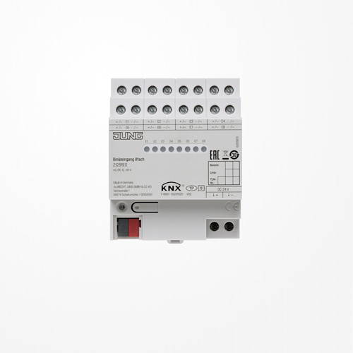 KNX binary input, 8-gang, Rail mounting device, 4 rail units | 2128 REG