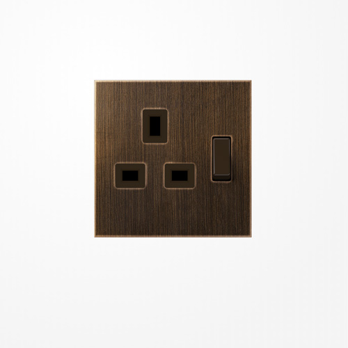 Switched socket, British Standard, antique brass | ME 3171 AT